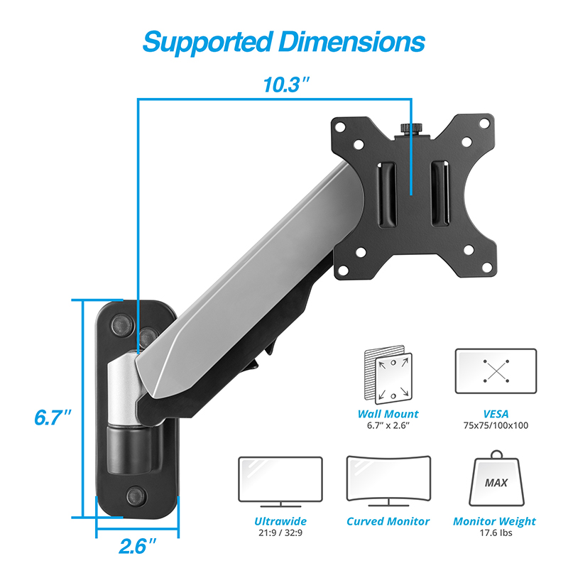 AVLT Single 17.6 lbs Monitor Wall Mount - Stable Arm | AVLT® | Found by ...