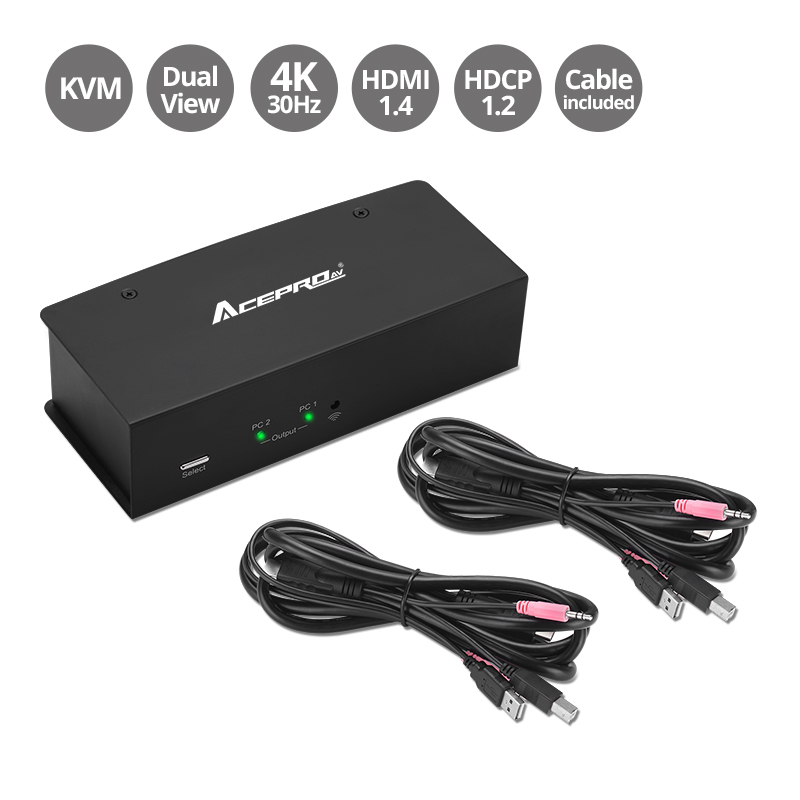 AceProAV 2-Port 4K HDMI Dual-View KVM plus USB 2.0 Data Hub | AVLT ...