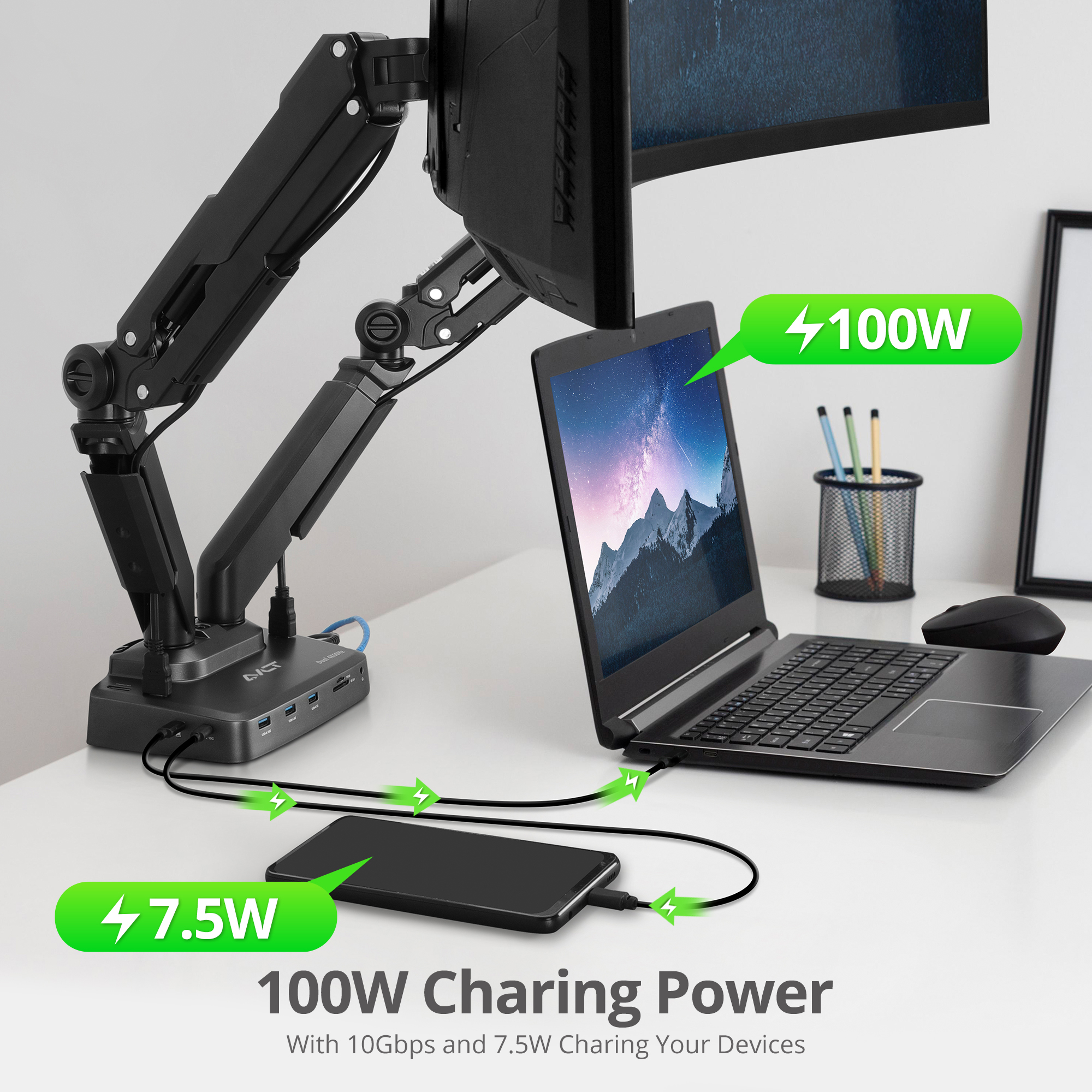 Full function Dual 4K Hybrid Video Docking Station & PD with Gas Spring ...