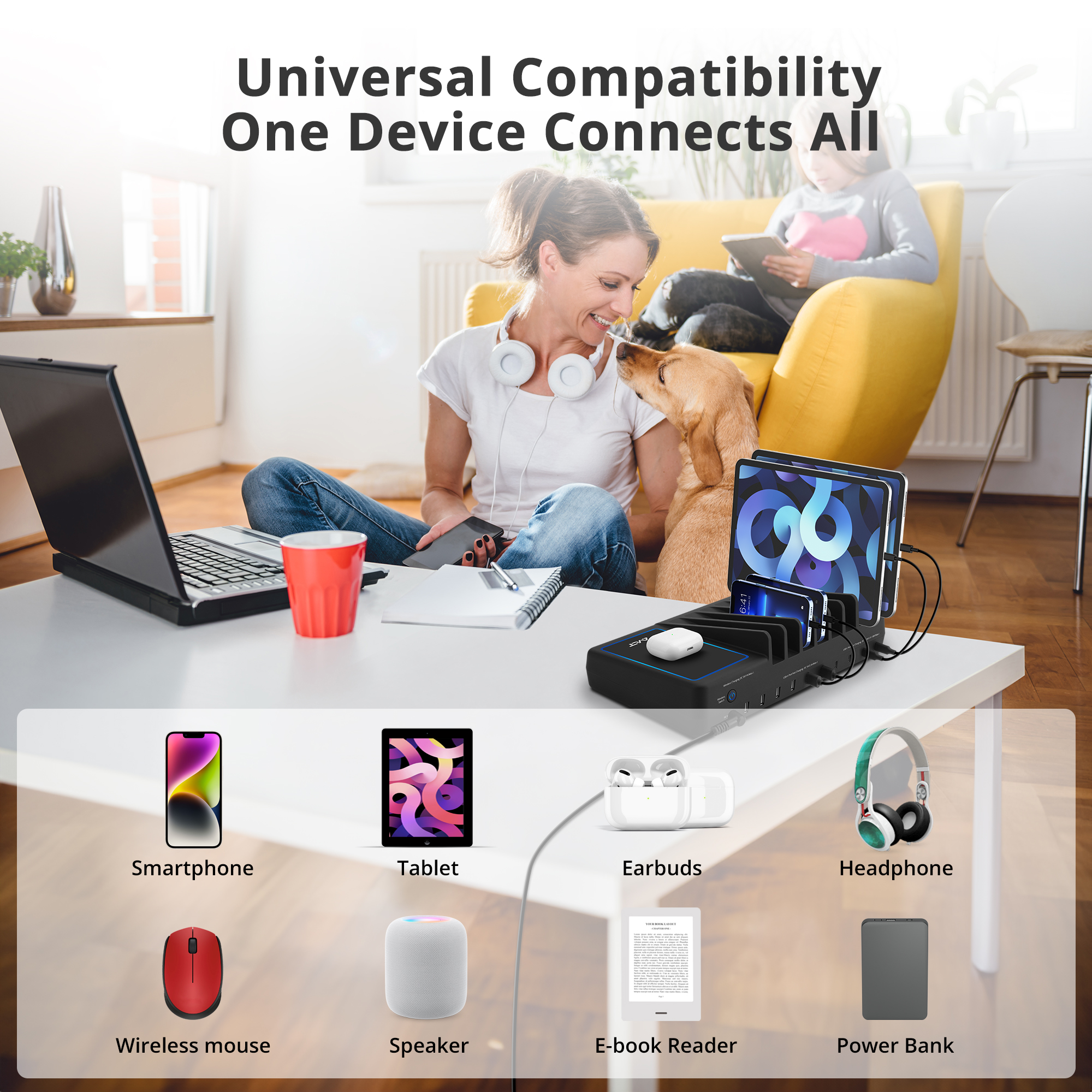 AVLT 150W 10 Port USB-A USB-C with Qi Wireless Charging Station for ...