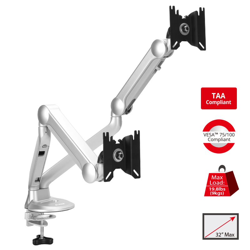 AVLT Desk Mount Dual Gas Spring Monitor Arm - up to 32 | AVLT® | Found ...