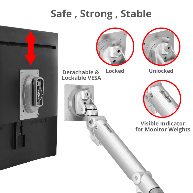 AVLT Heavy Duty Desk Mount Single Monitor Arm - Up to 49”- Weight ...