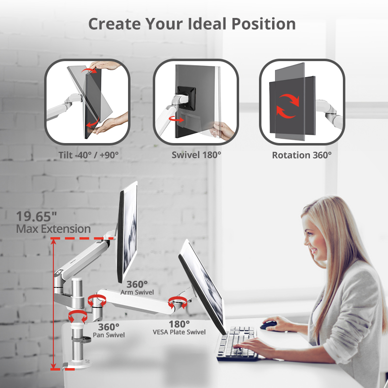 AVLT Desk Mount Dual Monitor Arm - up to 32 | AVLT® | Found by AVLAB